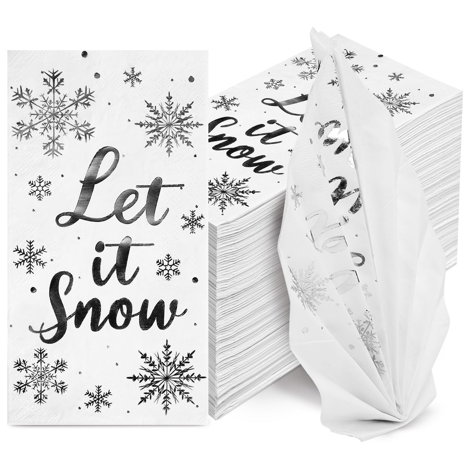 Amazon.com: 100Pcs Christmas Snowflake Guest Napkins, 3 Ply Silver Foil ...