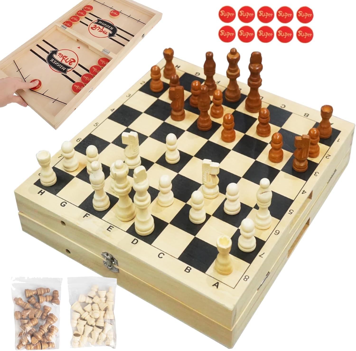 Amazon.com: NEROSUN Foldable Chess Set, Handmade Portable Travel Chess ...