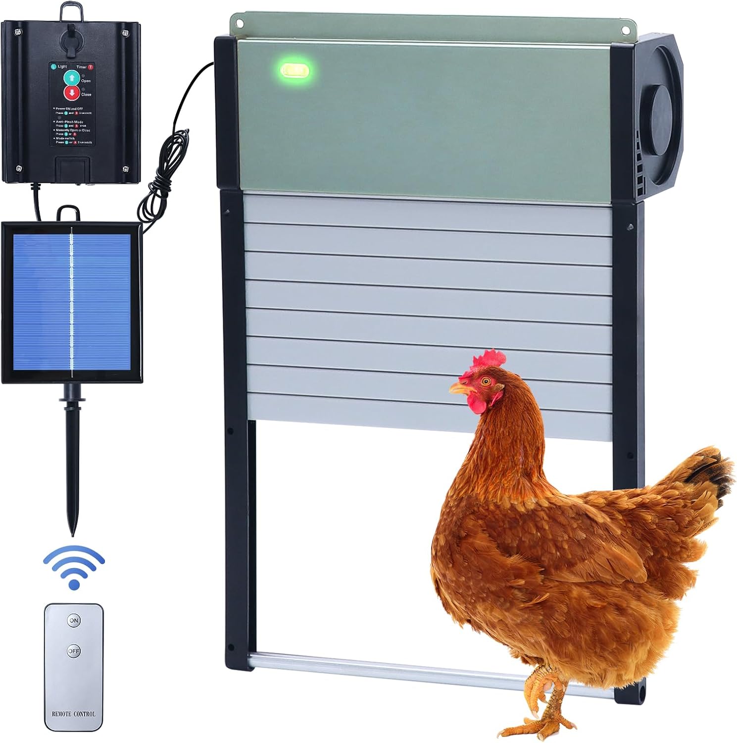 Amazon.com: Automatic Chicken Coop Door Solar Powered with Timer,Light ...