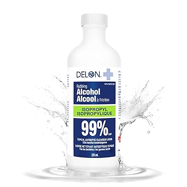 DELON Isopropyl Alcohol 99 Percent- 1 Bottle (225ml) Rubbing Alcohol ...