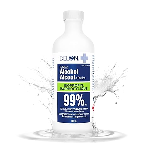 DELON Isopropyl Alcohol 99 Percent- 1 Bottle (225ml) Rubbing Alcohol ...