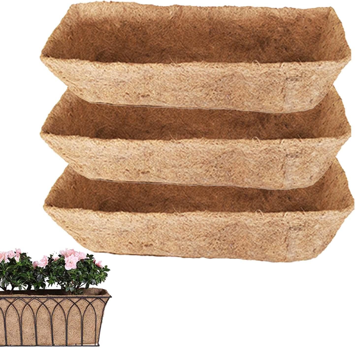 3Pack Coconut Trough Planter Liners 30" Window Box Liners Replacement ...