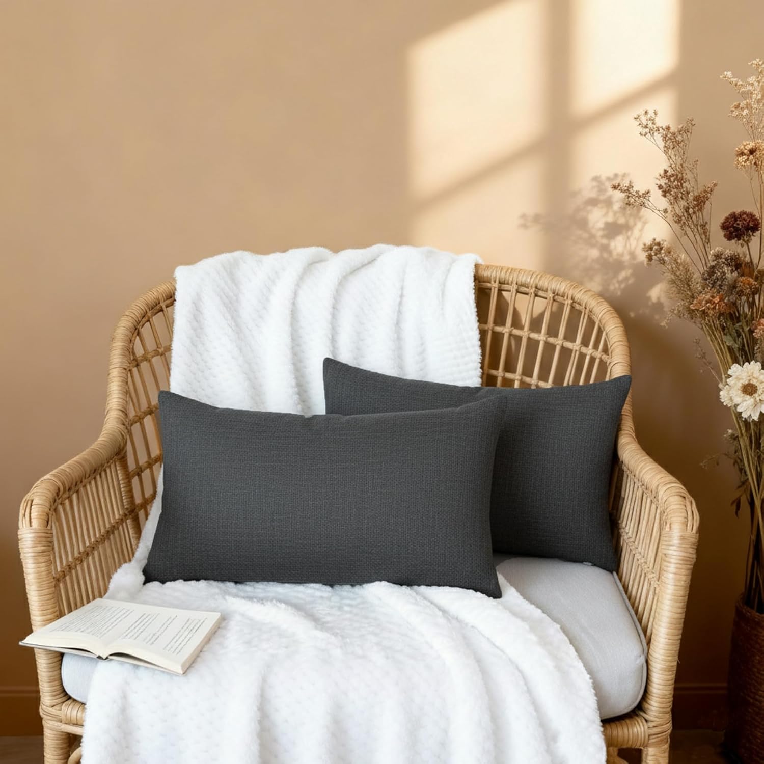 Amazon.com: HER HWA Outdoor Lumbar Pillow Covers ONLY, 20x12 Inches ...