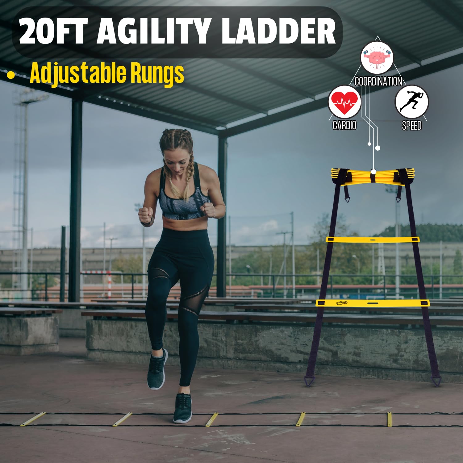 Snapklik.com : Invincible Fitness 20ft. Agility Ladder Set - Speed ...