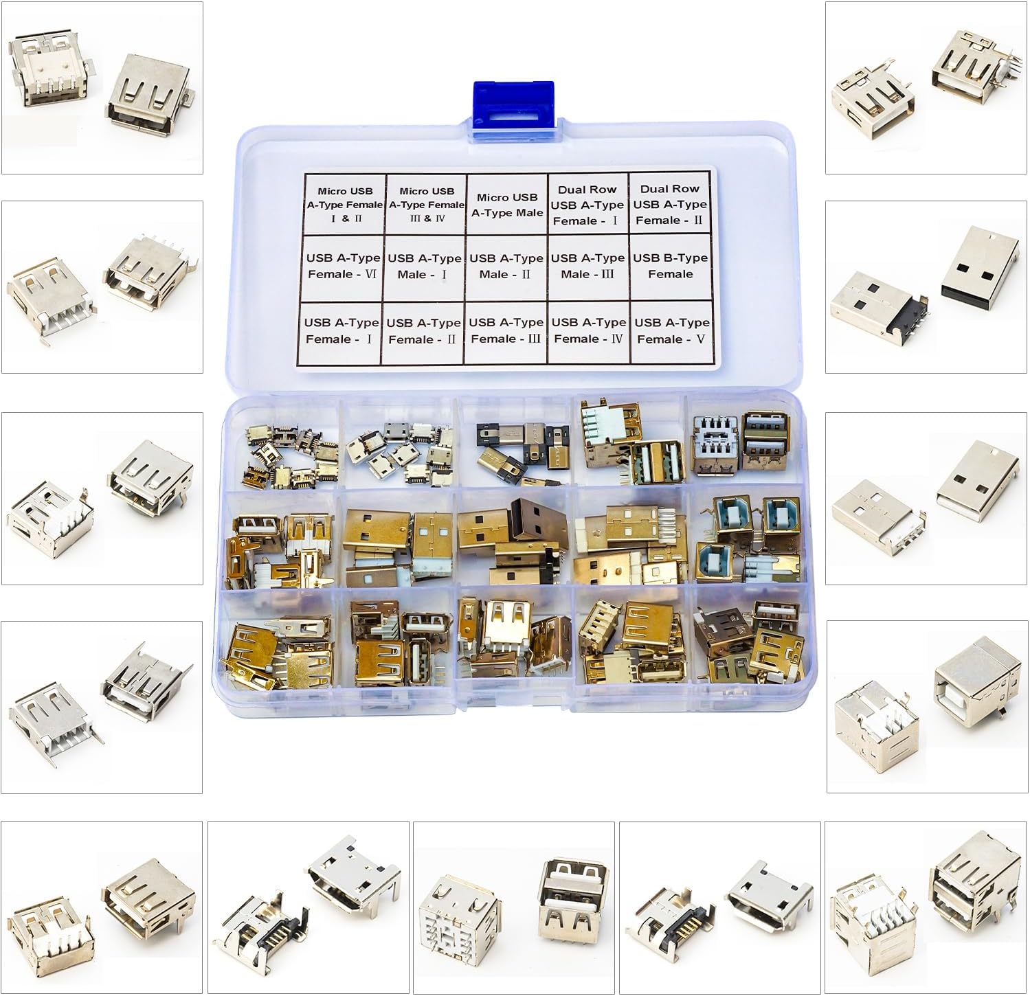 Amazon.com: JTSINERU USB 2.0 Female Male PCB Mount Connector Assortment ...