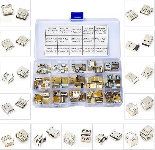 Amazon.com: Kidisoii USB Connector Assortment Kit, PCB Mount Pin Type A ...