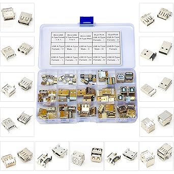 Amazon.com: Kidisoii USB 2.0 Female Male PCB Mount Connector Assortment ...