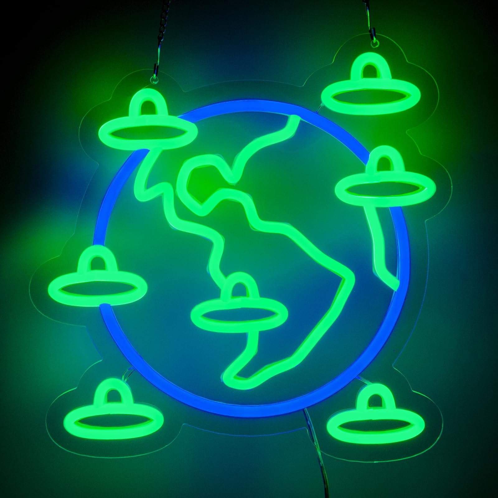 Amazon.com : AUGELRE UFO Neon Sign, Earth Neon Signs for Wall Decor ...