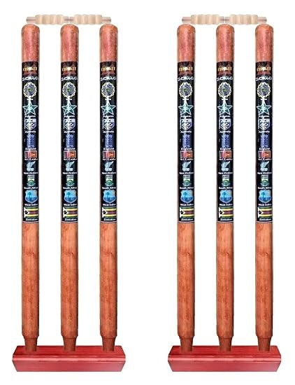 Buy Cricket Wooden Stumps with Wicket Stand -Set of 6 (6 Wooden Cricket ...