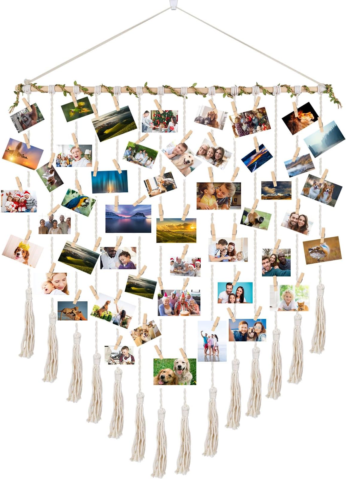 Amazon.com: BIZYAC Hanging Photo Display with Clips Wall Boho Decor ...