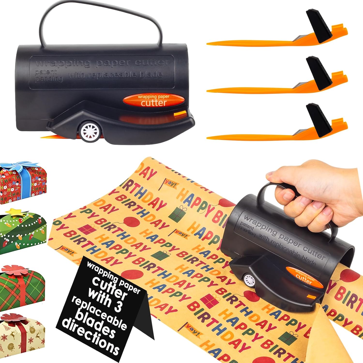 Amazon.com: GOKALL Wrapping Paper Cutter, Paper Roll Cutter with Handle ...