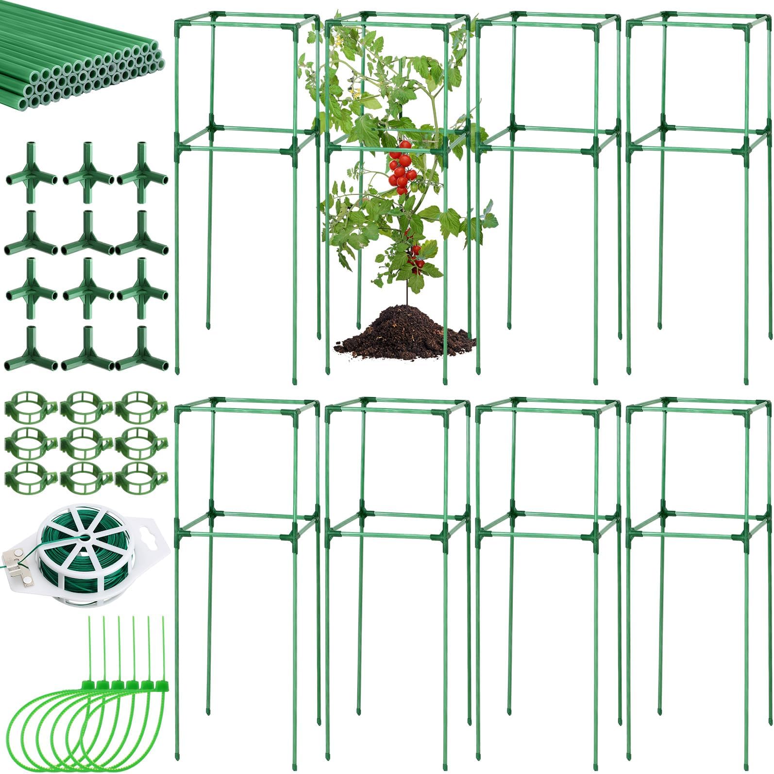 Amazon.com : Tandefio 8 Pack 39 Inch Tomato Cages Square Tomato Plant ...