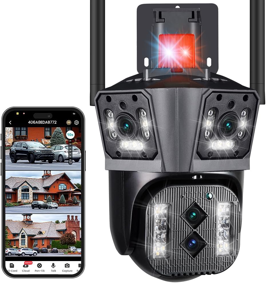 Amazon.com : FWQIN Security Camera Outdoor,Four Lens Outdoor Cameras ...
