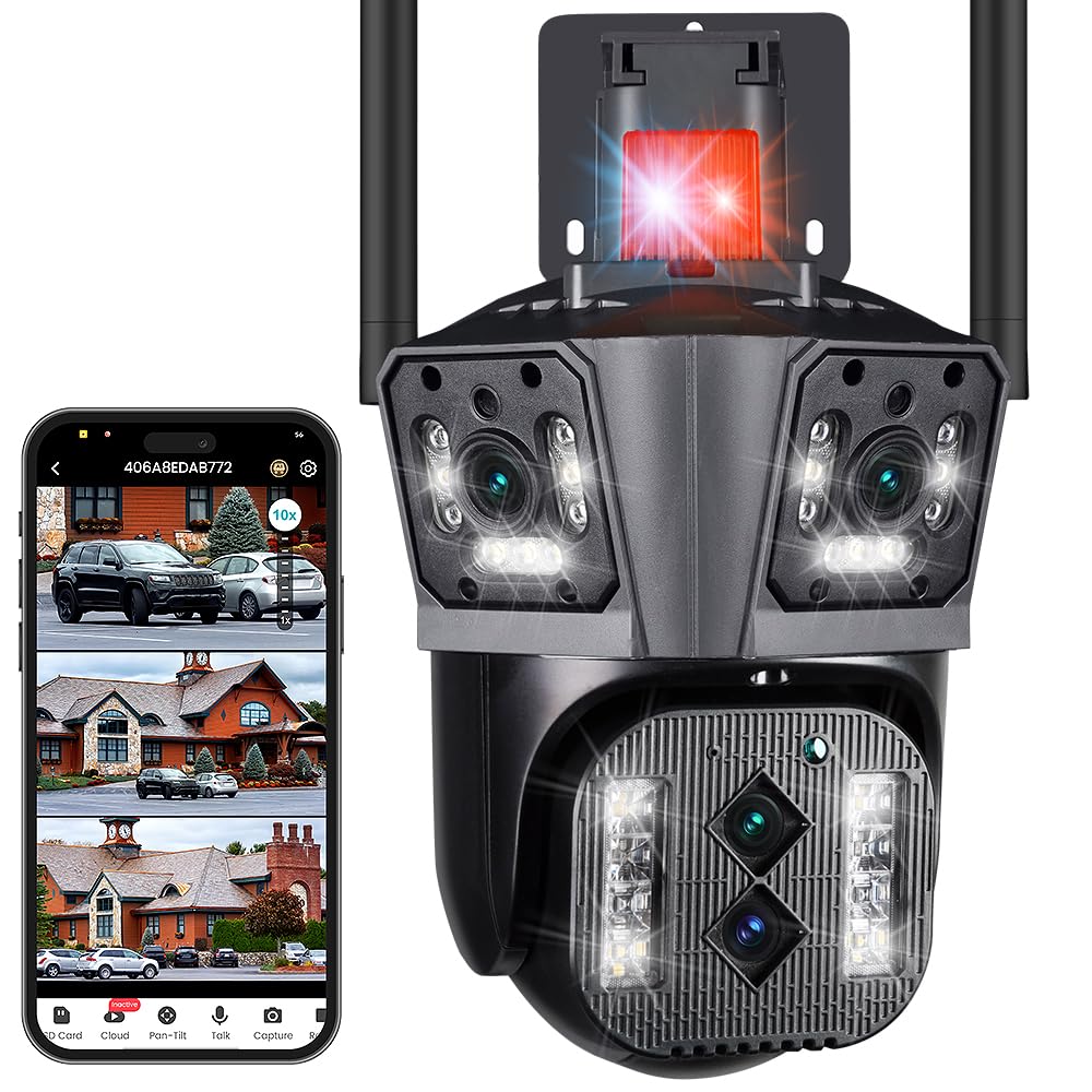 Amazon.com : FWQIN Security Camera Outdoor,Four Lens Outdoor Cameras ...