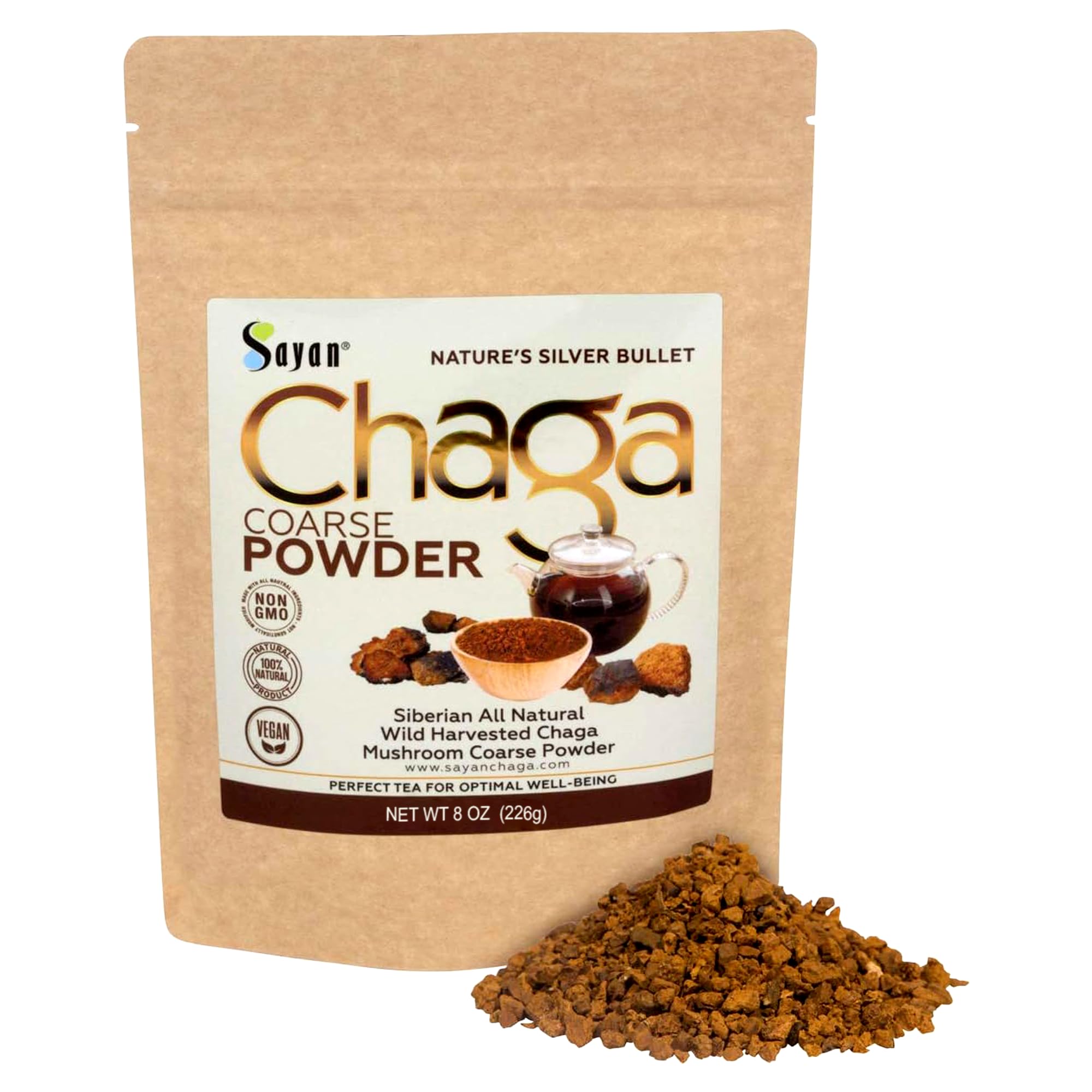 Snapklik.com : Sayan Siberian Pure Raw Coarse Chaga Powder 8 Oz / 226g ...