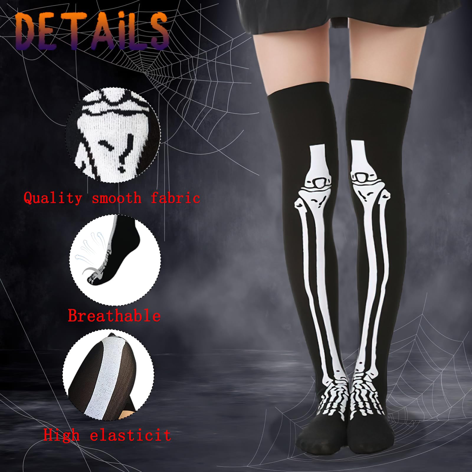 Snapklik.com : Boxkat Womens Tall Knee High Socks Skeleton Bone Frame ...