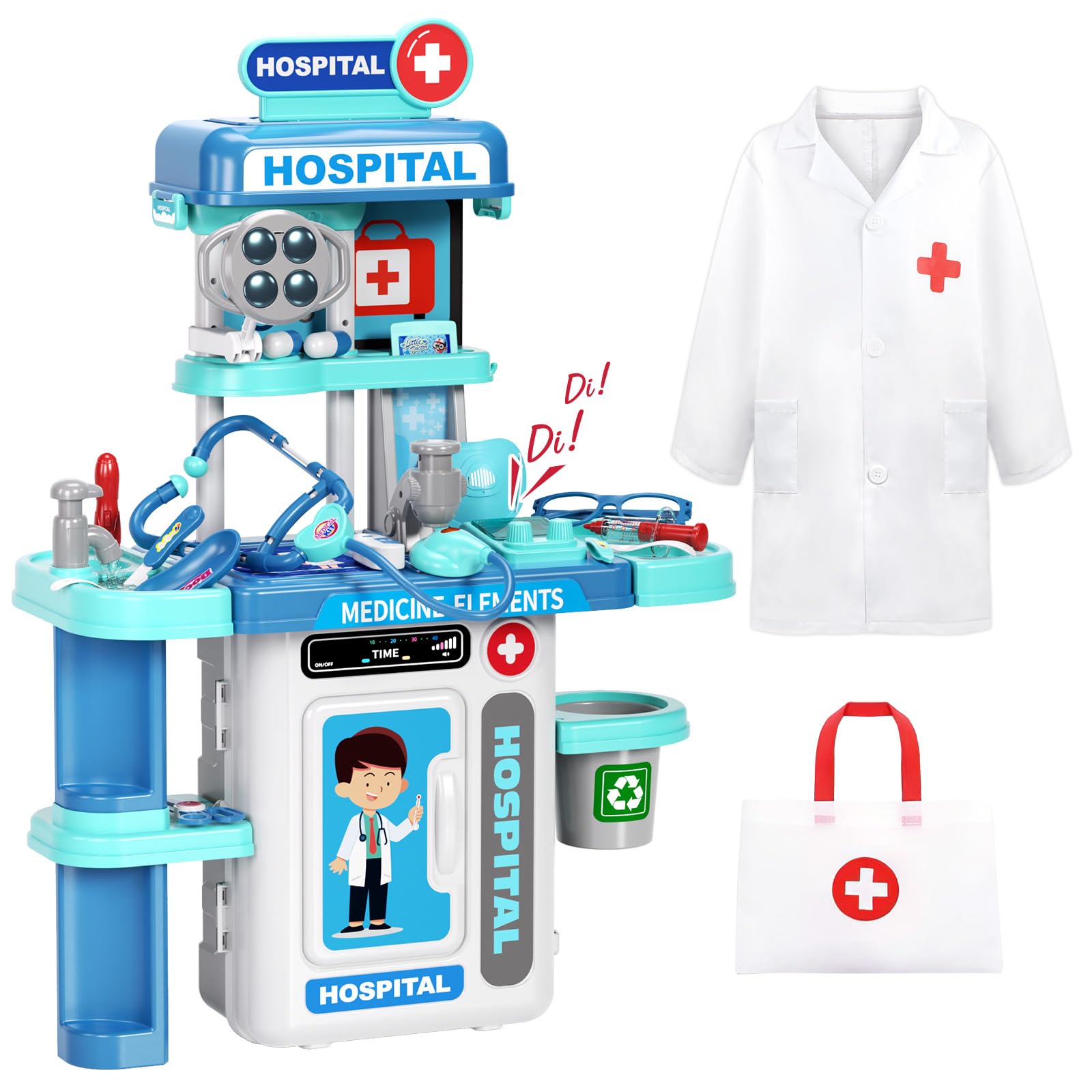Amazon.com: Doctor Kit for Kids Toddlers 3-8, 2 in 1 Kids Doctors Play ...