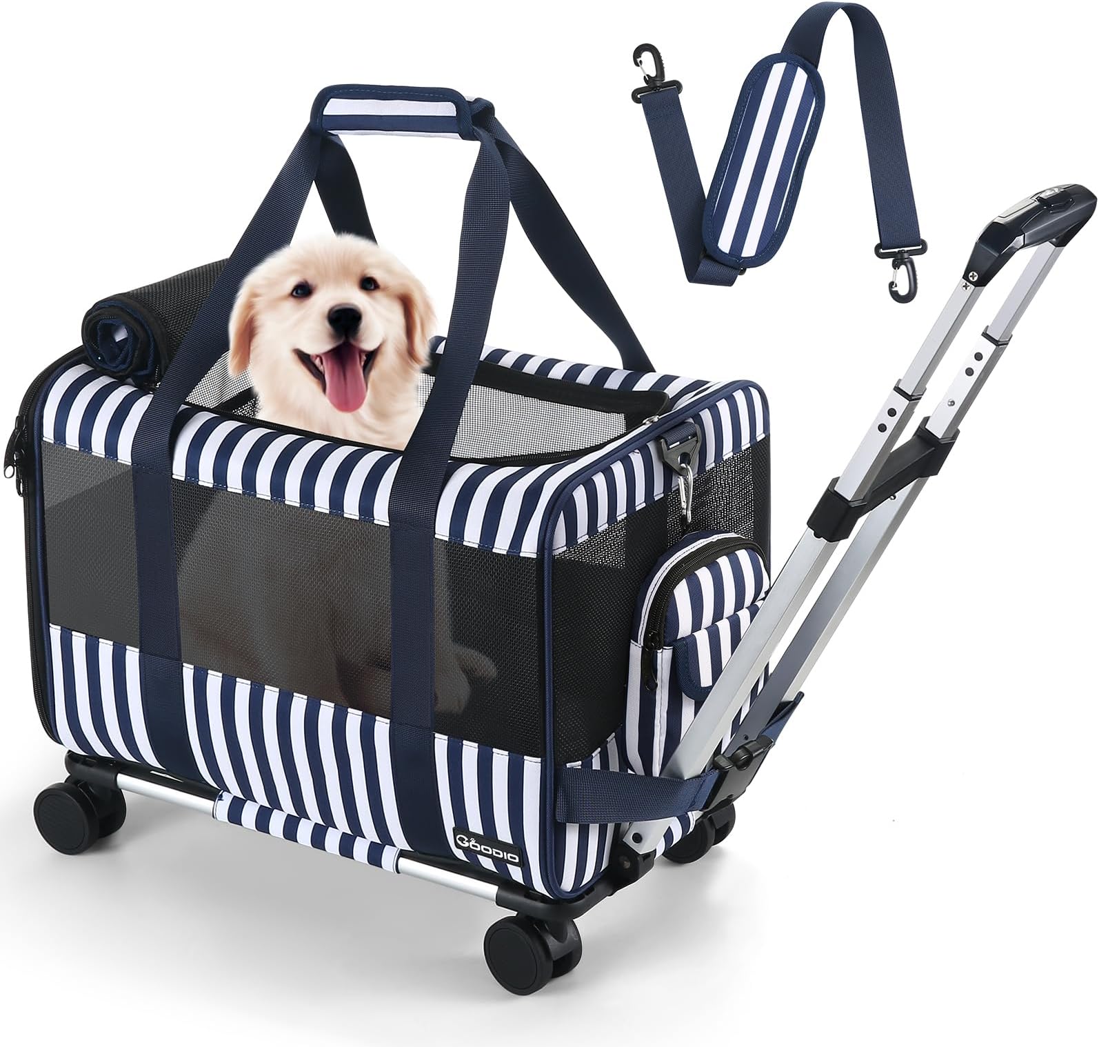 Amazon.com : Dog Cat Carrier with Wheels TSA Airline Approved Rolling Pet Carrier, Portable Pet ...