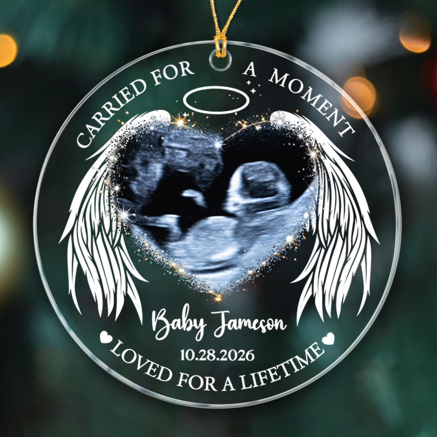 Amazon.com: Personalized Photo Angel Wings Baby Memorial Ornament Gift ...