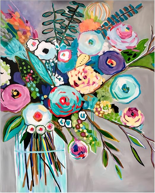 Amazon.com: hkejoi Flower Paint by Numbers for Adults Beginners ...