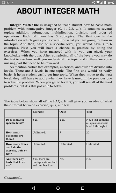 Integer Math One - App on Amazon Appstore