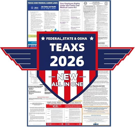 Amazon.com : 2026 Texas State and Federal Labor Laws Poster - OSHA ...