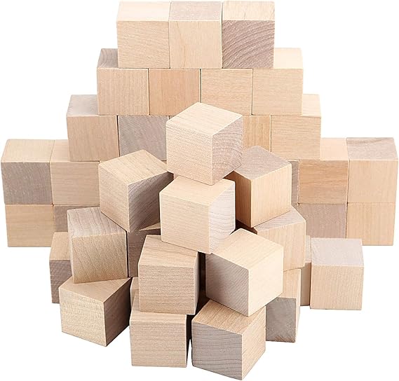 Amazon.com: ZOENHOU 200 PCS 1 Inch Wooden Blocks, Premium Natural Solid ...