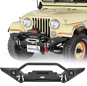 Amazon.com: Hooke Road CJ7 Front Bumper w/Winch Plate & LED Spotlights for 1976-1986 Jeep CJ-5 ...
