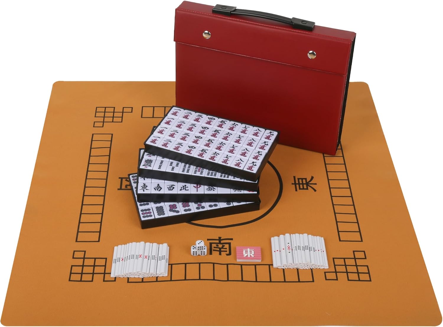 Amazon.com: QYMZKA Japanese Riichi Mahjong Set, White and Yellow Tiles ...