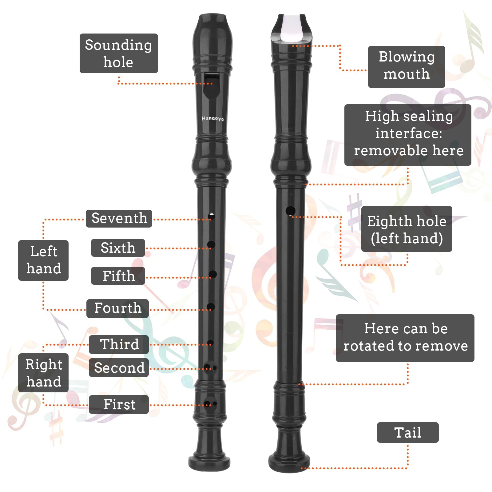 Snapklik.com : Hanaoyo Soprano Recorder Instrument German Style C Key 8 ...