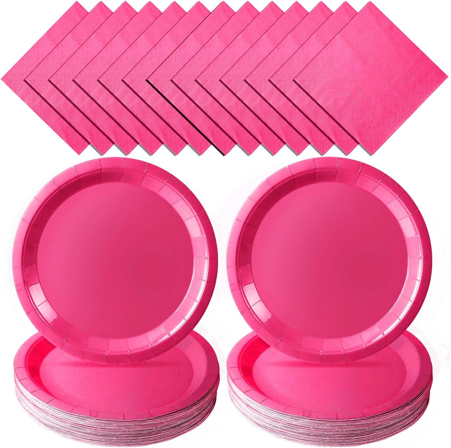 Amazon.com: Hot Pink Plates and Napkins Party Supplies Hot Pink Paper ...