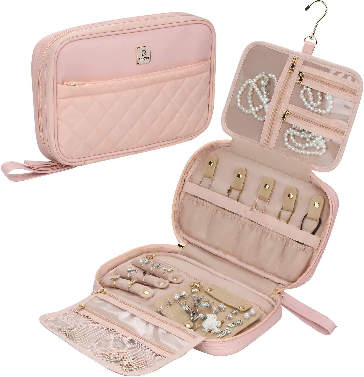 Amazon.com: MONSTINA Large Jewelry Rolls Bag,Travel Jewelry Organizer ...