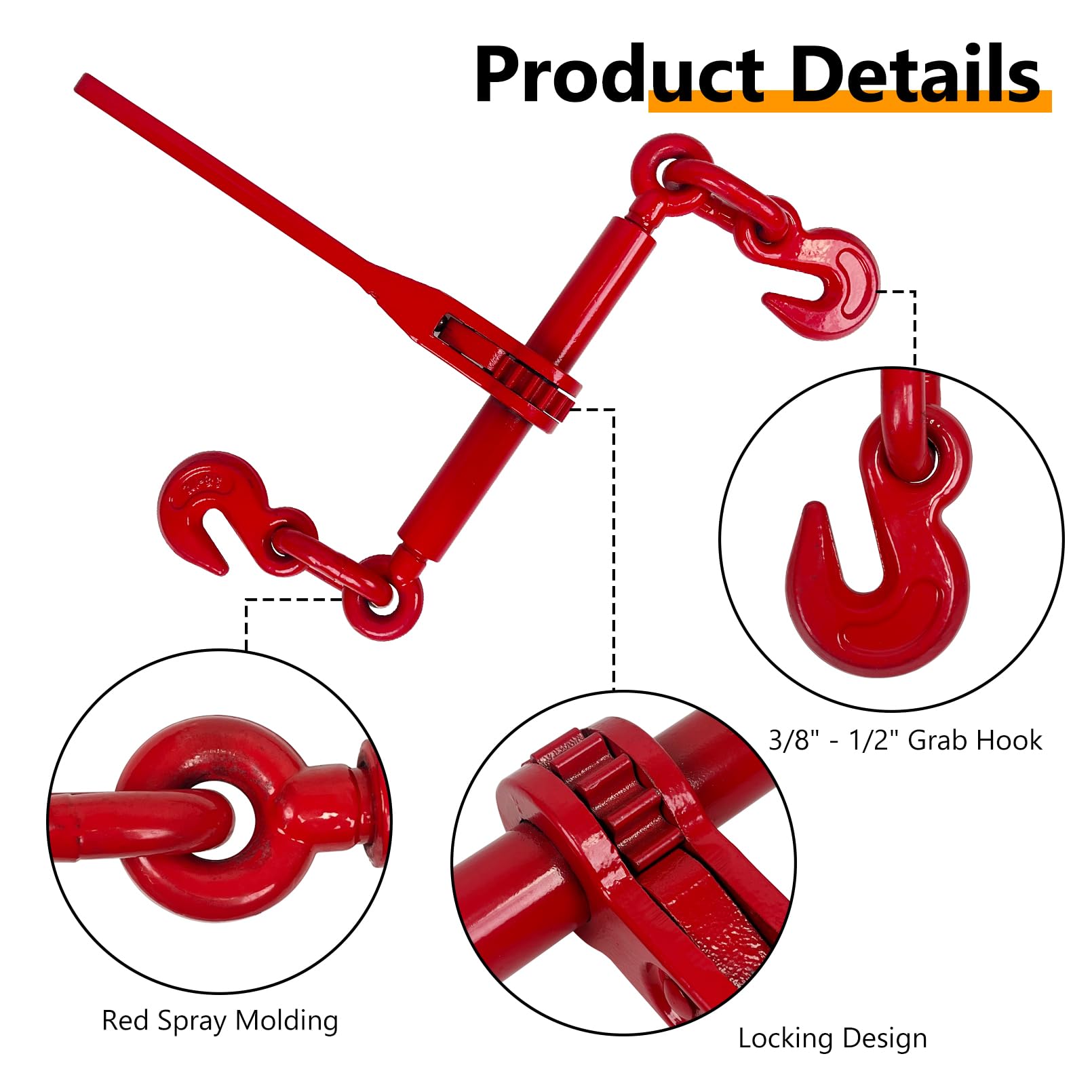 Snapklik.com : Grandroad Auto 3/8" 1/2" Ratchet Binders 9,215 LBS ...