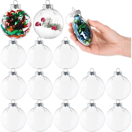10Pcs Clear Plastic Fillable Baubles, Clear Flat Disc Fillable Balls ...