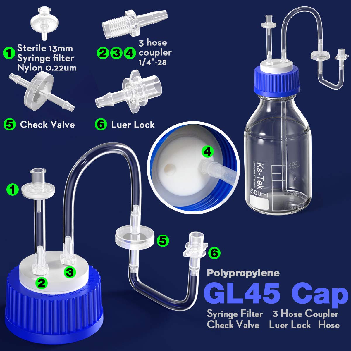Snapklik.com : 1pcs Blue GL45 Liquid Media Extractor Cap