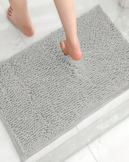 Amazon.com: Chenille Bath Mat, Ultra Soft Absorbent Floor Rug with Non ...