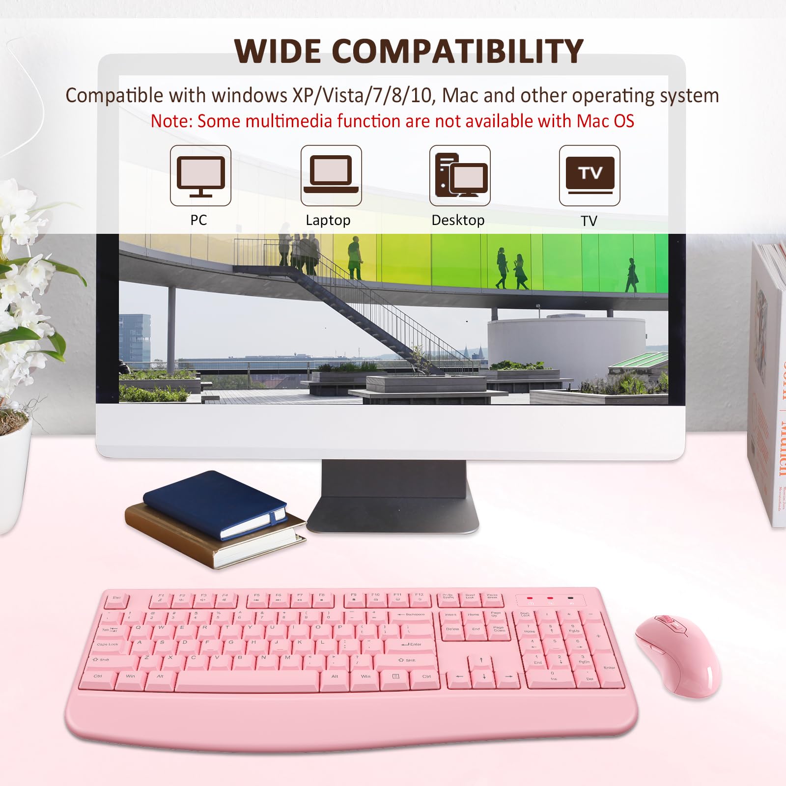 EDJO Wireless Keyboard and Mouse Combo, 2.4G Full-Sized Ergonomic ...