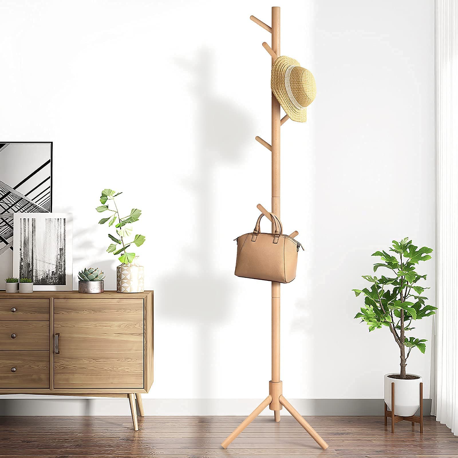 EuroBird Coat Rack Freestanding Stand Adjustable Coat Tree with 4 ...