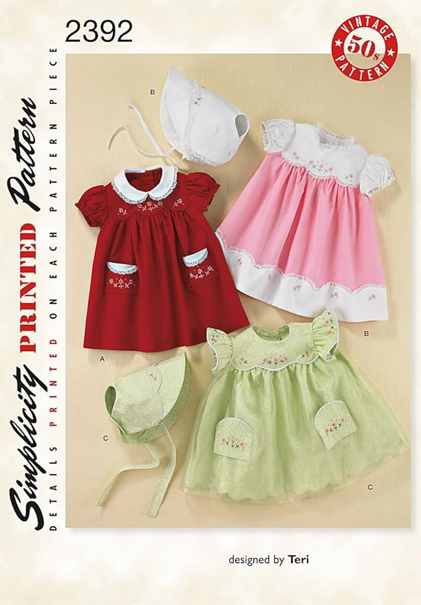 Amazon.com: Simplicity Baby Dresses and Bonnets Sewing Patterns, Sizes ...