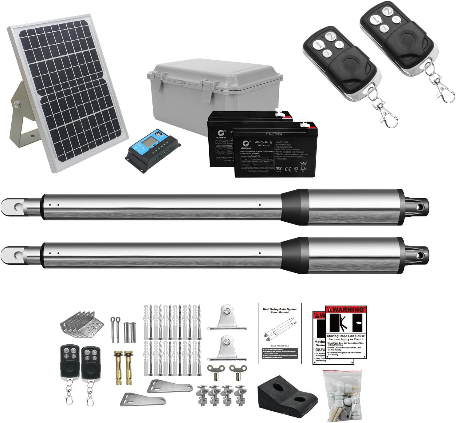 Amazon.com: JUJIANG Solar Gate Opener with Batteries & Solar Panel & 2 ...