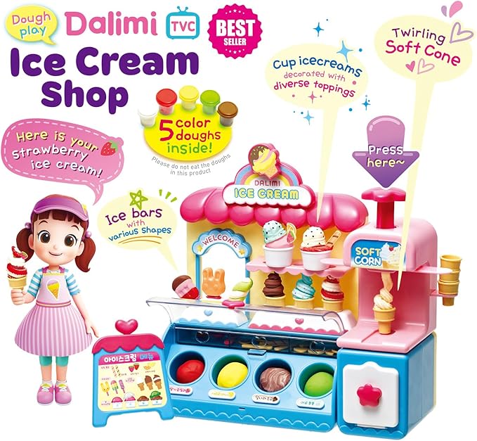 Amazon.com: Dalimi Interactive Ice Cream Shop Playset for Kids Ages 3 ...