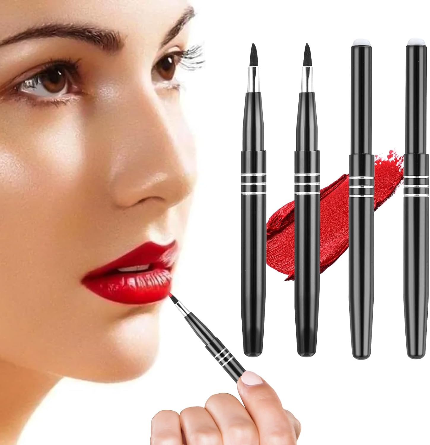 4 PCS Pointed Head Lip Brush for Lipstick Applicator Mini Makeup ...