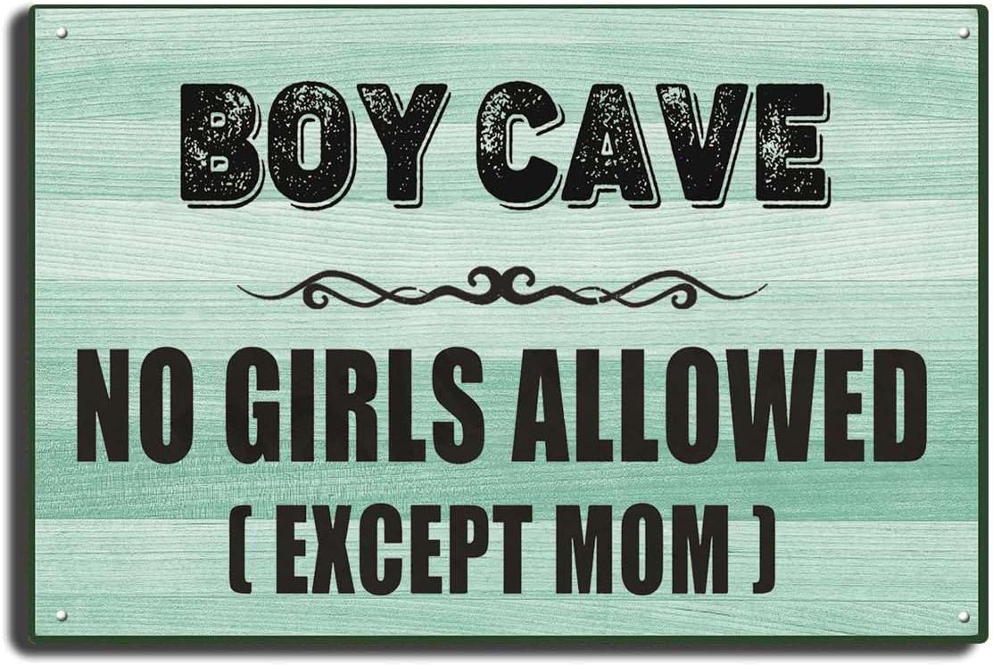 Amazon.com: Metal Tin Sign Boy Cave No Girls Allowed Except Mom Retro ...