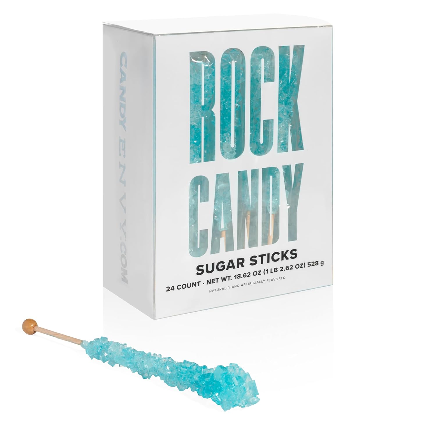 Amazon.com : Light Blue Rock Candy Sugar Sticks - Cotton Candy Flavored ...