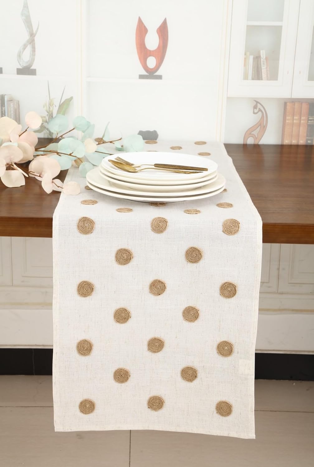 Amazon.com: Praline Linen Table Runner Beige Table Runner with Jute ...