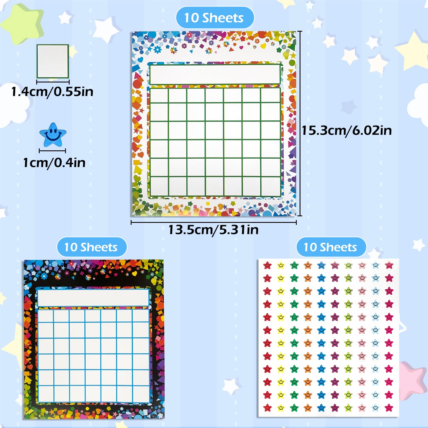 20 Pack Reward Chart, Incentive Sticker Chart Star Chart for Classroom ...