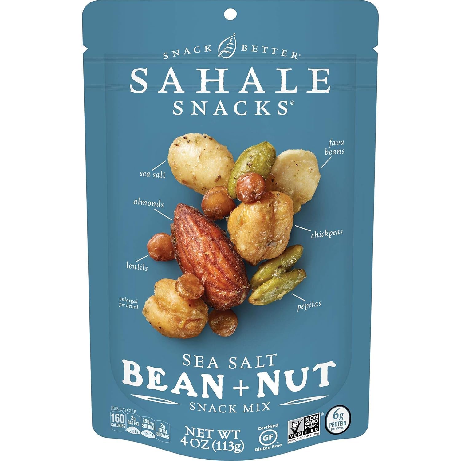 Amazon.com: Sahale Snacks Sea Salt Bean & Nut Snack Mix, 4 Ounces ...