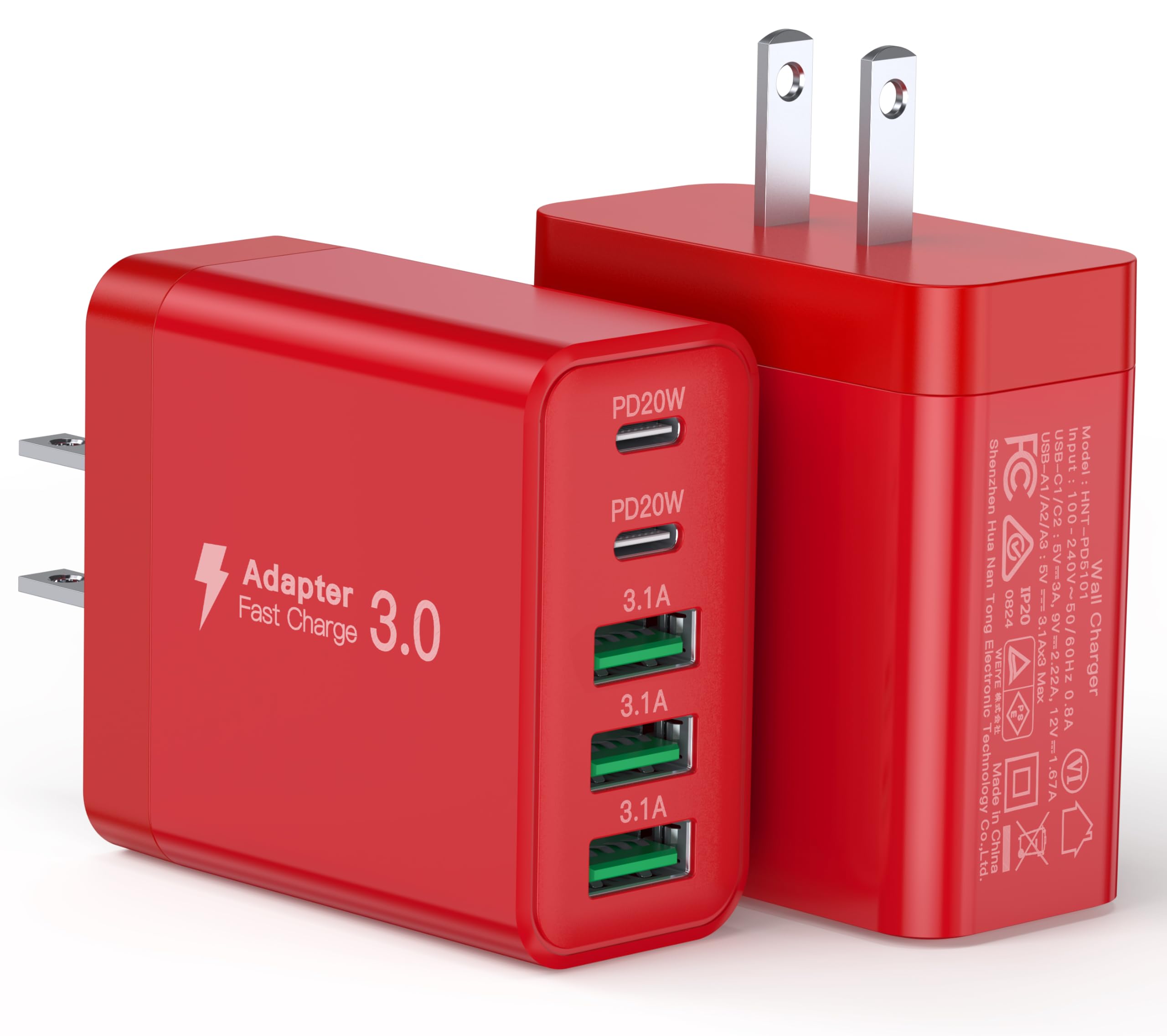 Amazon.com: USB C Charger Block, [2-Pack] 50W 5-Port USB C Wall Charger ...