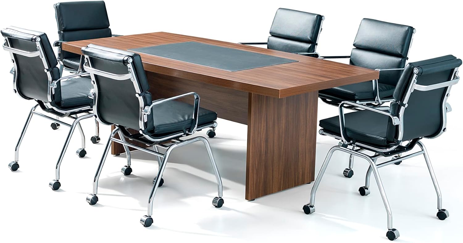 Amazon.com: Casa Mare 82" Wood Conference Table w/Leather Pad | Sturdy ...