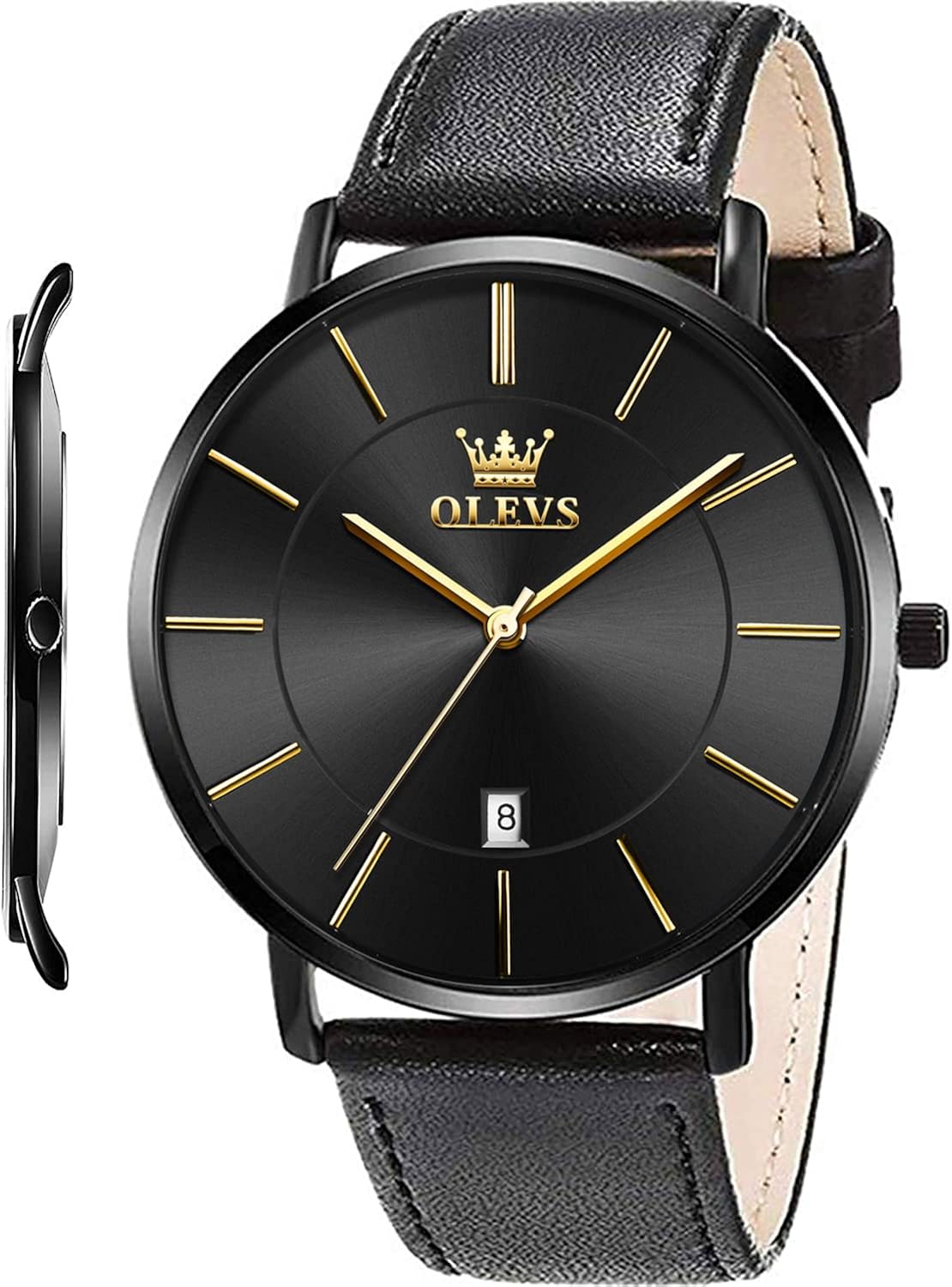 OLEVS Mens Wrist Watches Ultra Thin 6.5mm Minimalist Black Watch ...